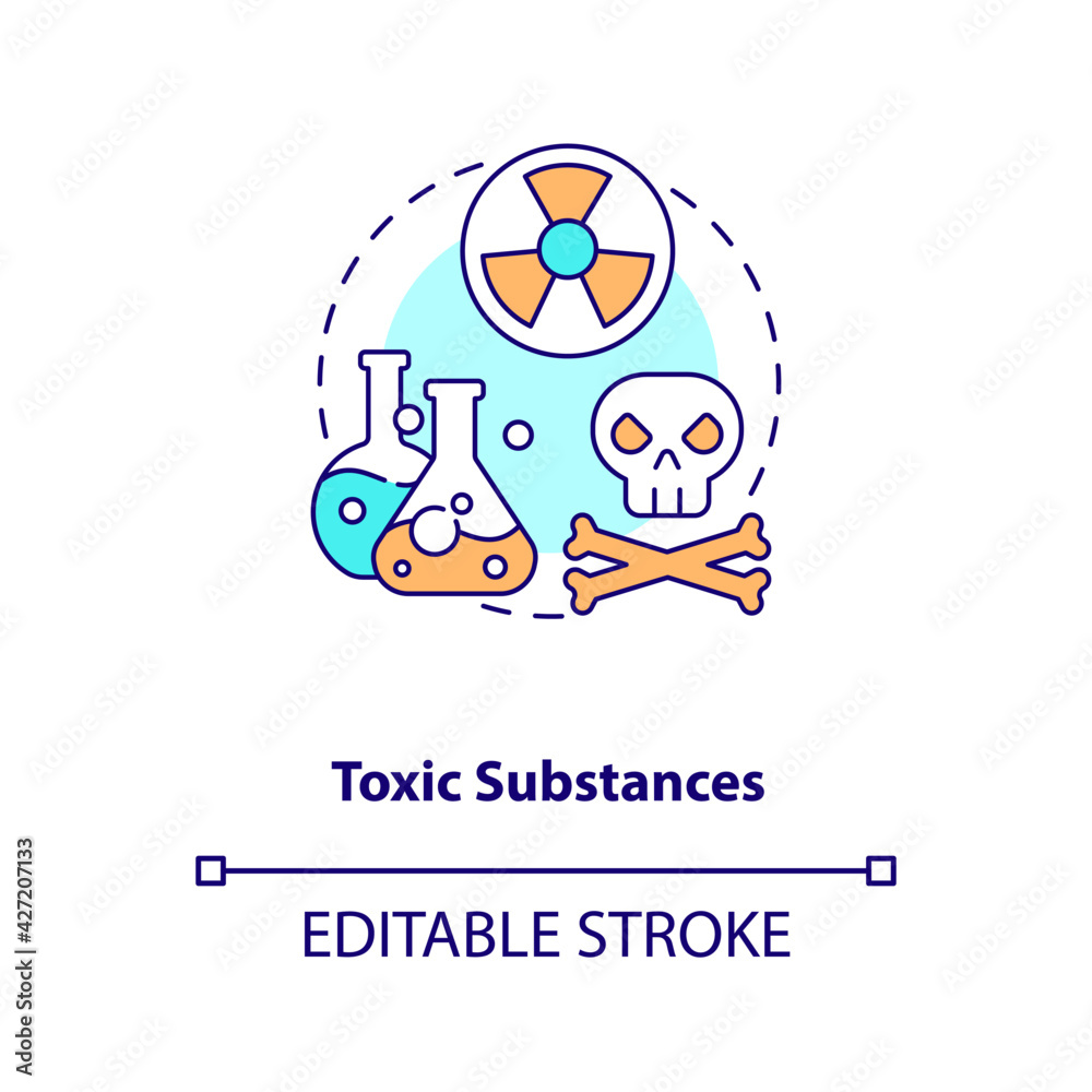Toxic substances concept icon. E-waste component idea thin line ...