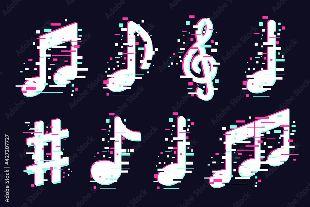 Music notes icons set. Vector musical signs. Modern sound concept ...