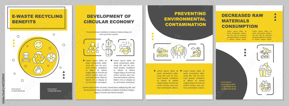 E-waste recycling brochure template. Contamination prevention. Flyer ...