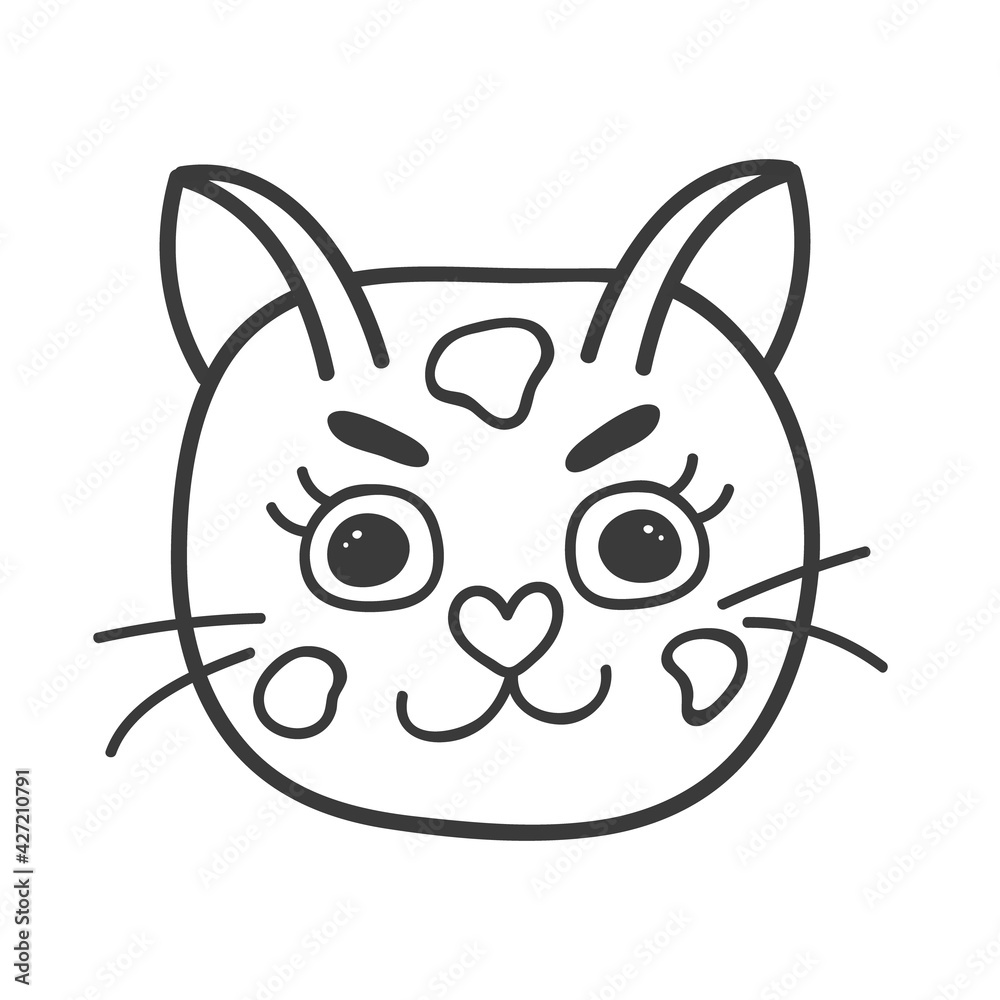 Funny and cute fluffy cat face close up with arrogant emotion. Trendy ...