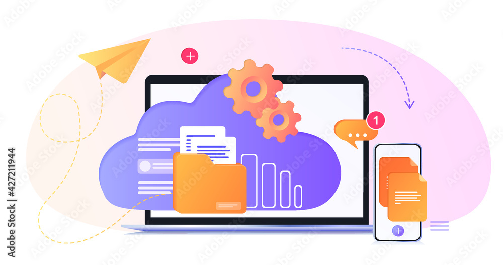 Database with cloud server, Data set, process, classification, database ...