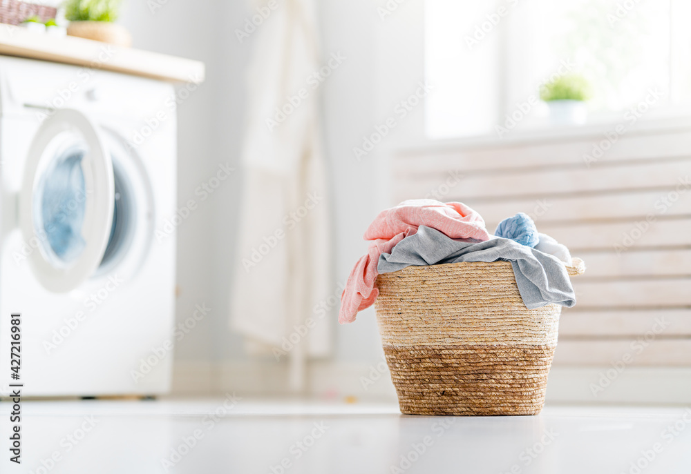 Interior of a real laundry room Stock Photo | Adobe Stock