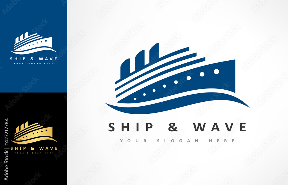 Ship on the sea logo vector. Ship and wave logo. Stock Vector | Adobe Stock