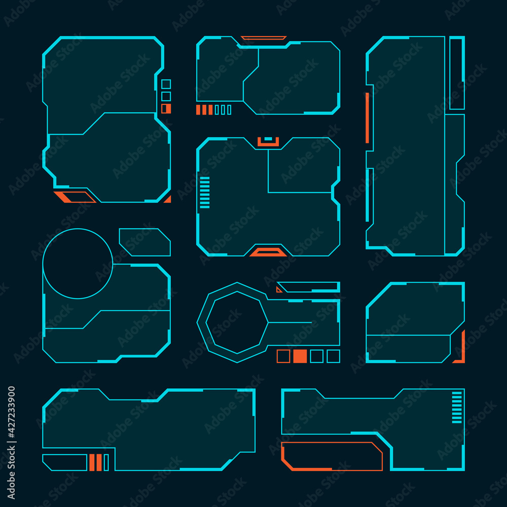 Hud frames. Futuristic design ui templates simple layout game screen ...