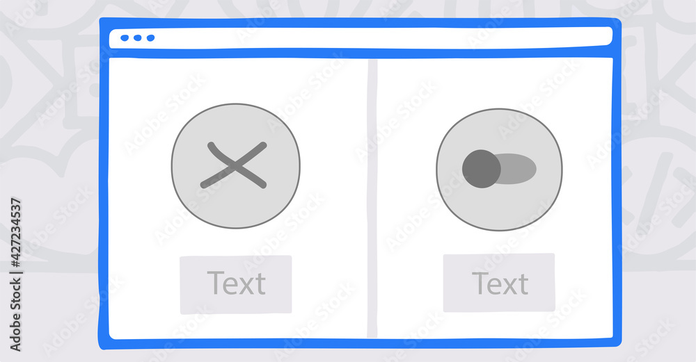 Vector image of the browser window. The enable and disable buttons ...