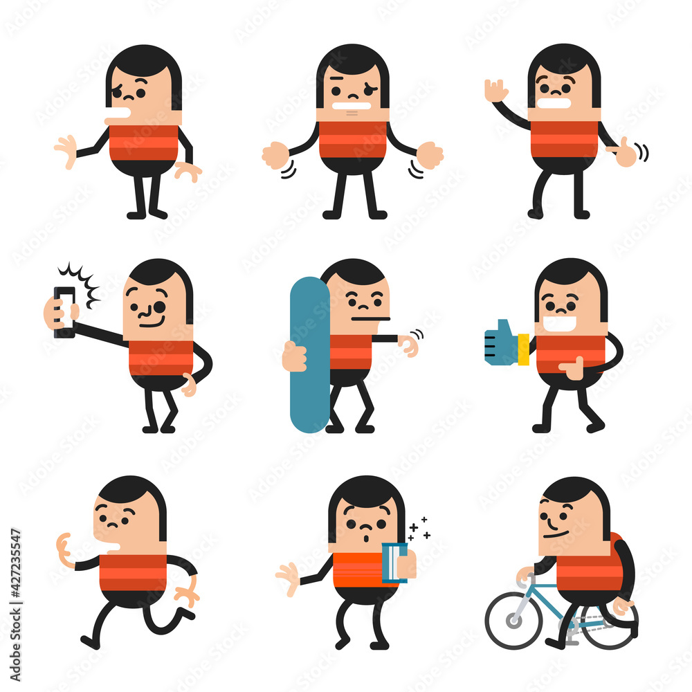 Set of human character poses, Happy business man characters poses ...