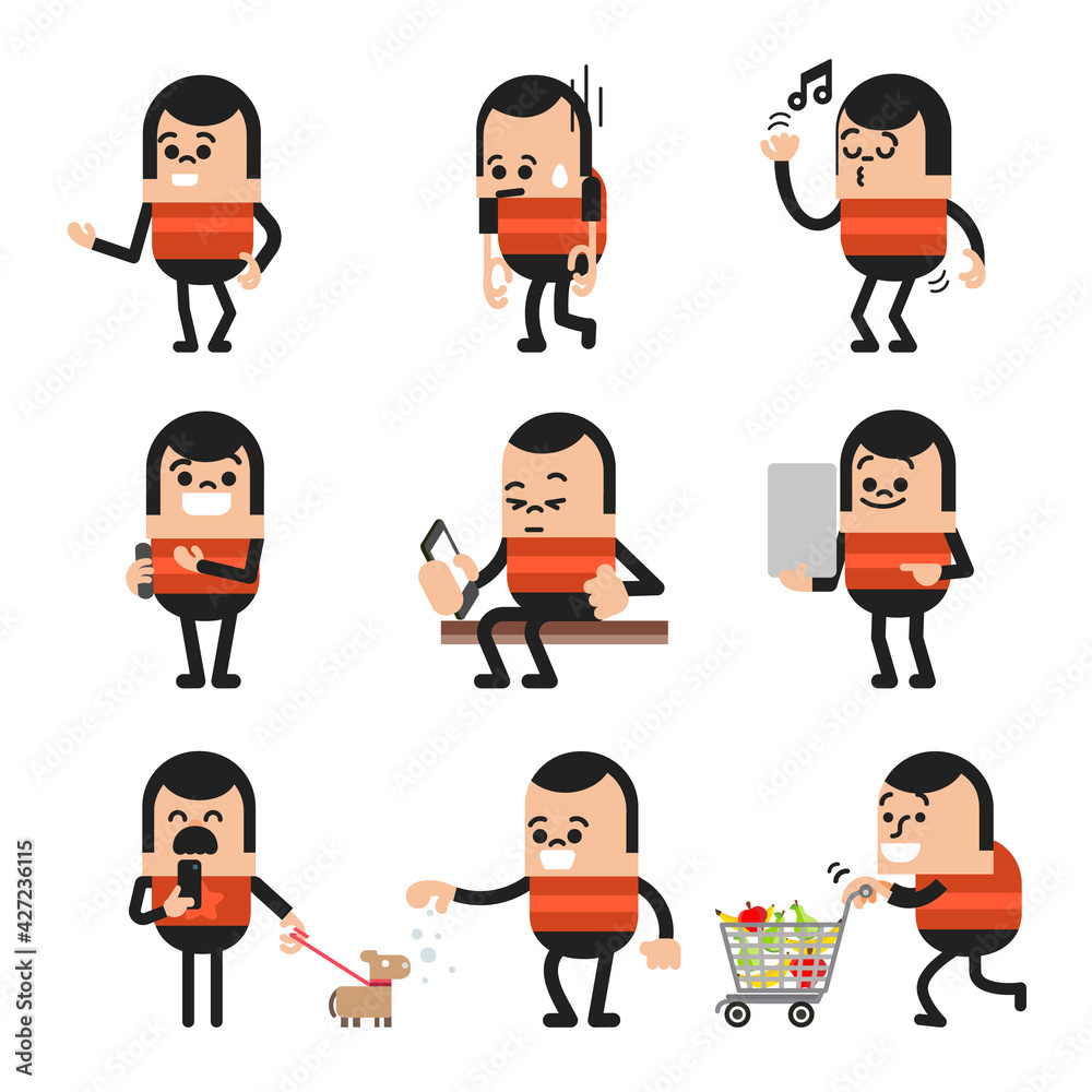 Set of human character poses, Happy business man characters poses ...