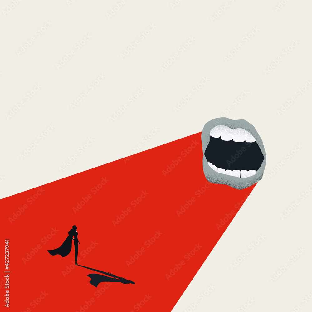Woman stands up to verbal abuse, harrassment, vector concept. Symbol of ...