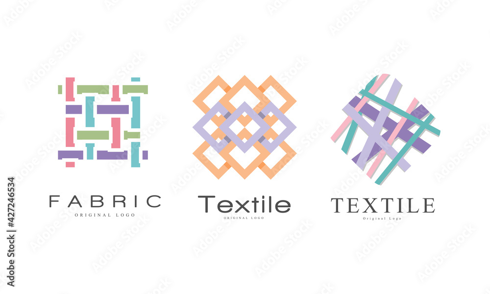 Fabric Logo Design Set, Fashion Designer Badges Flat Vector ...