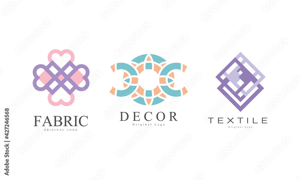 Textile Logo Design Set, Fabric Business Logo Identity Labels, Tailor ...