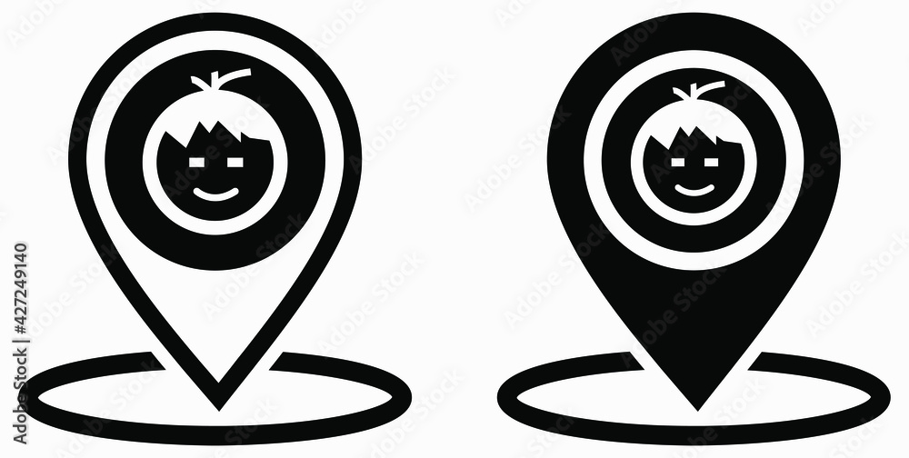 Boy location icon. Geotag the child. Tracking children. Vector graphics ...