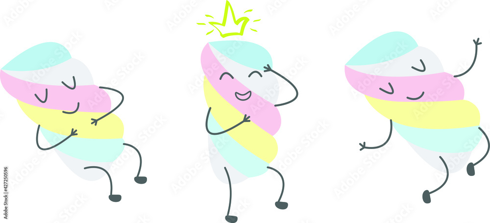Lovely characters. Marshmallow characters with face, arms and legs ...