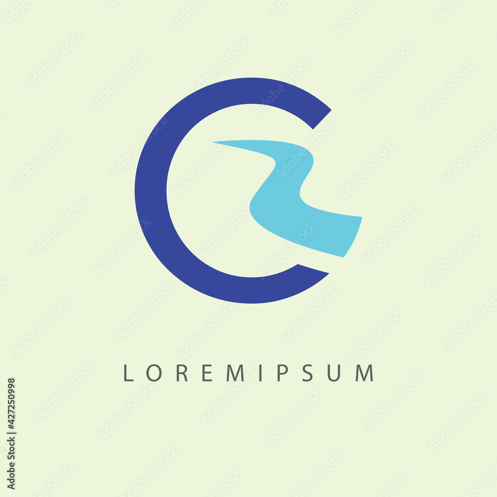 C Letter River Logo Design Template. Curved River Icon Line Art Vector ...