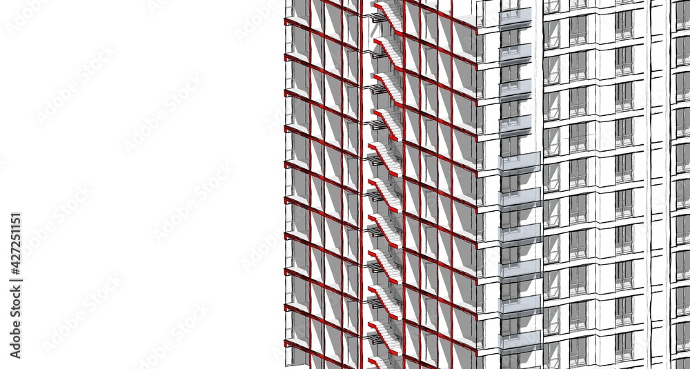 Partial 3d cross section perspective of a residential building. 3d ...