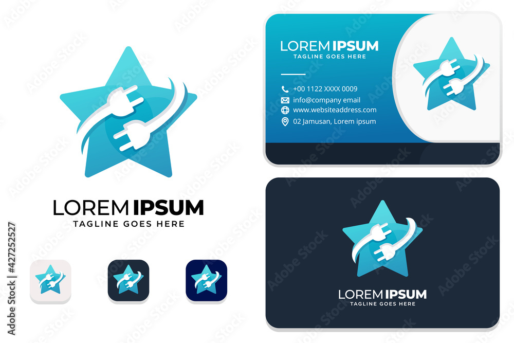 Star electric logo with business card design Stock Vector | Adobe Stock