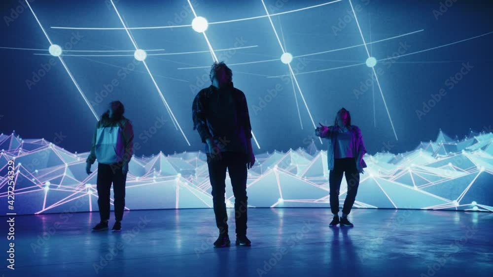 Diverse Group of Three Professional Dancers Performing a Hip Hop Dance ...
