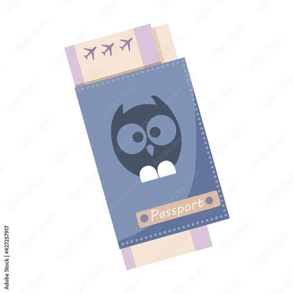 Passport in the cute cover with boarding tickets for the plane. vector ...