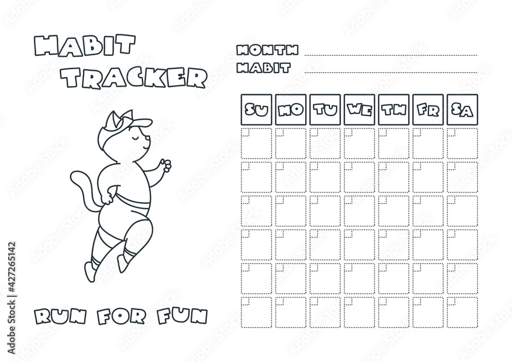 Habit tracker. Printable monthly habit tracker template with a cute ...