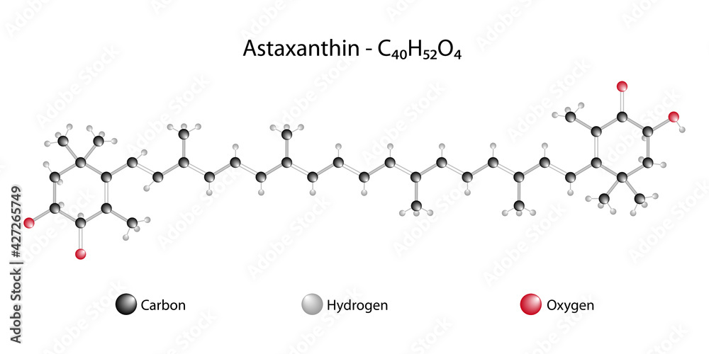 Vetor de Molecular formula and chemical structure of astaxanthin do ...