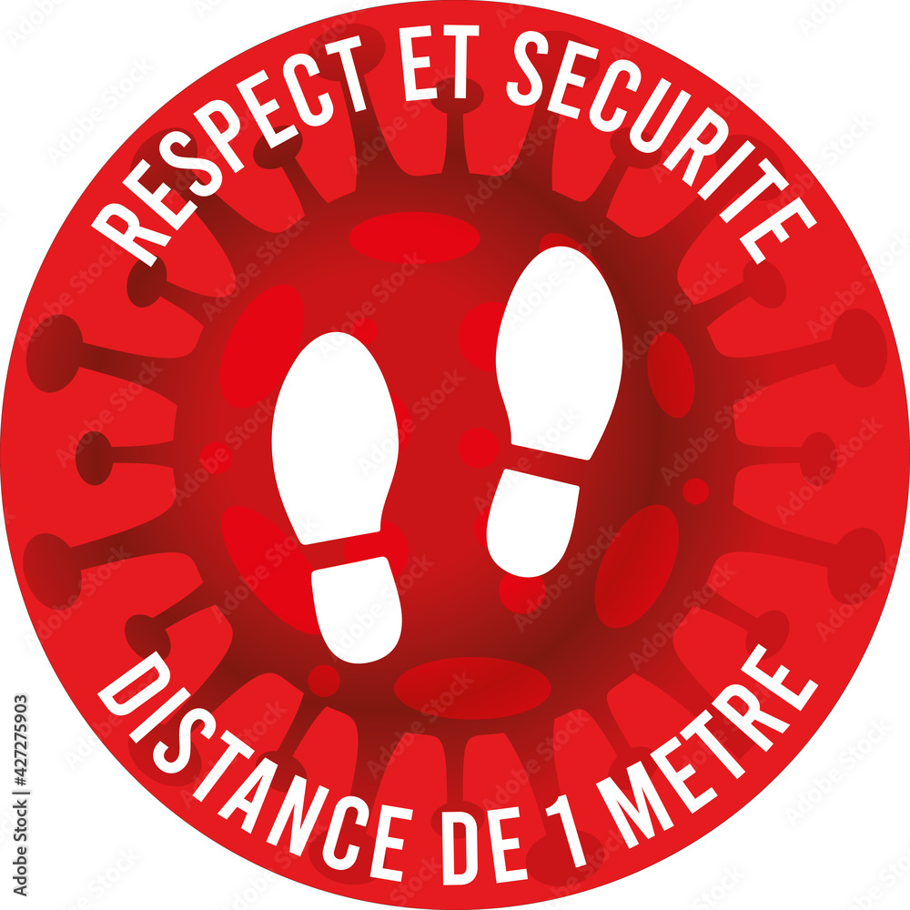 affiche pour le respect et la distance de sécurité de minimum 1 mètre ...