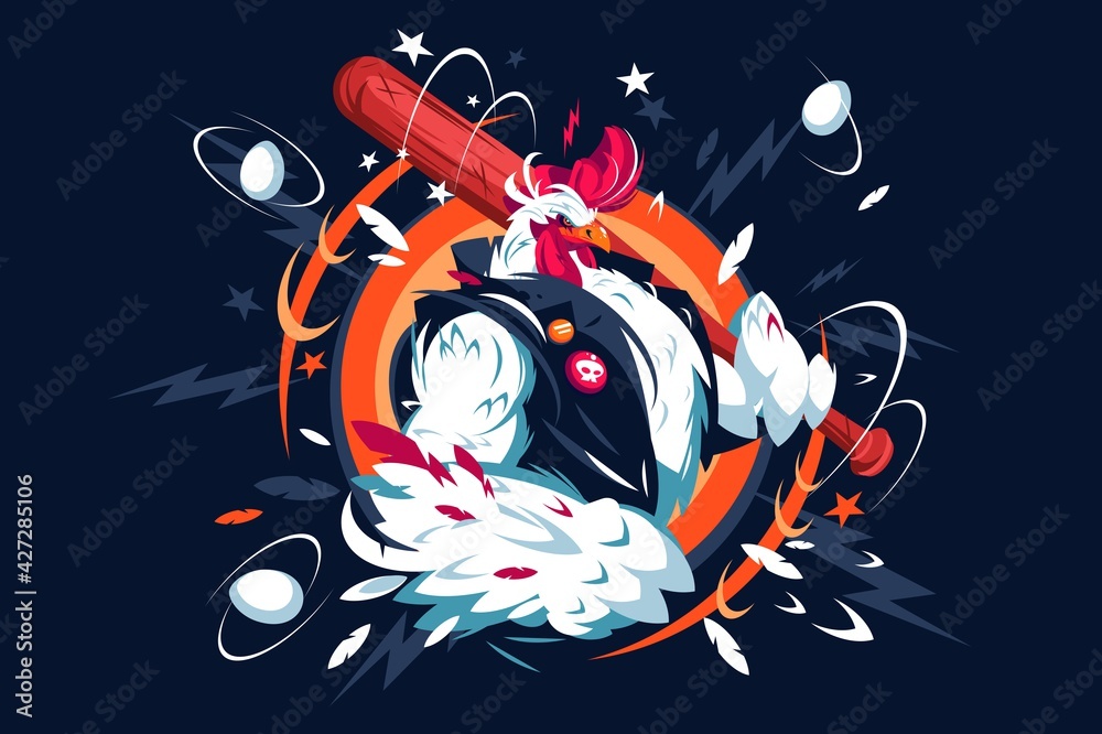 Cartoon cool rooster Stock Vector | Adobe Stock