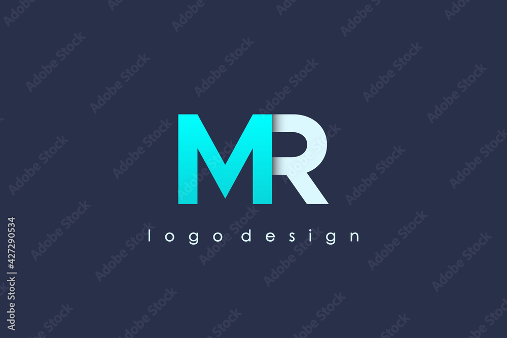 Initial Letter M and R Linked Logo. Blue and White Linked Letter ...