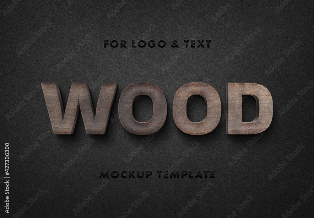 Wood on Wall Text Effect Mockup Stock Template | Adobe Stock