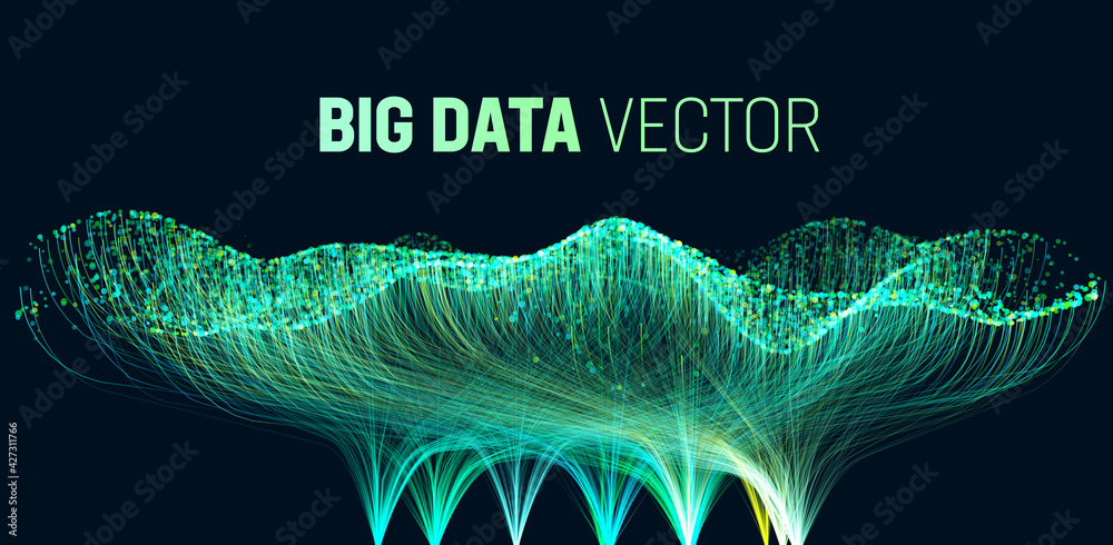 Data funnel abstract technology background. Big data technology stream ...