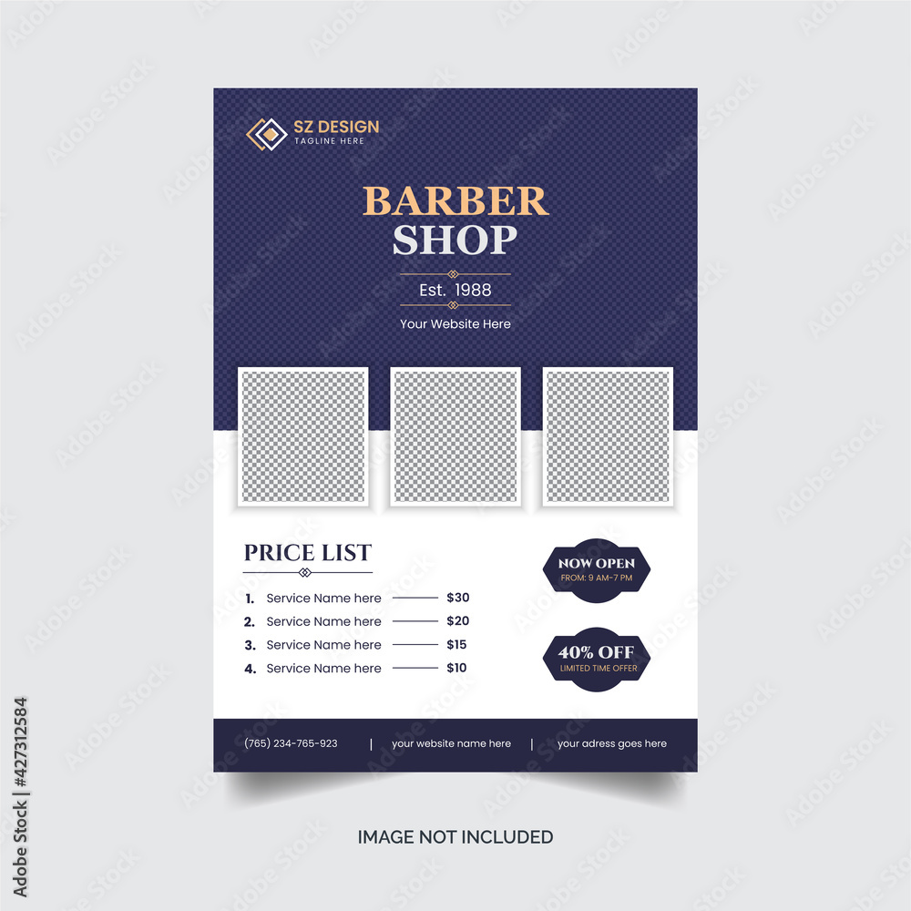 Creative Barbershop flyer template design Price list and special offer ...