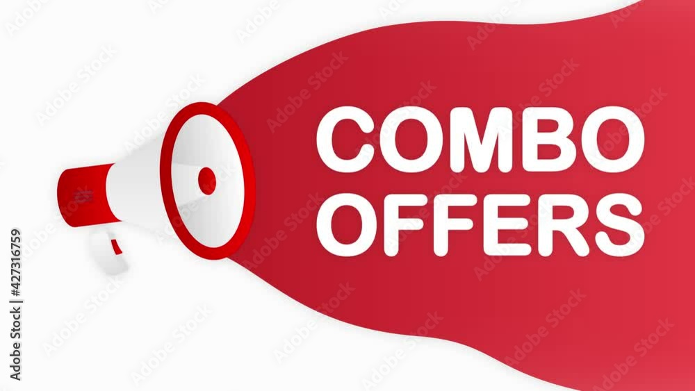 Megaphone COMBO OFFERS countdown template with red objects on white ...