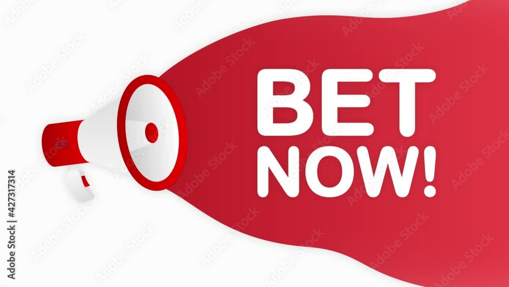 Megaphone BET NOW countdown template with red objects on white ...