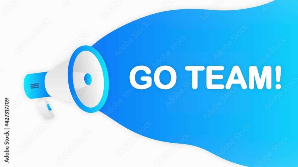 Megaphone GO TEAM countdown template with blue objects on white ...