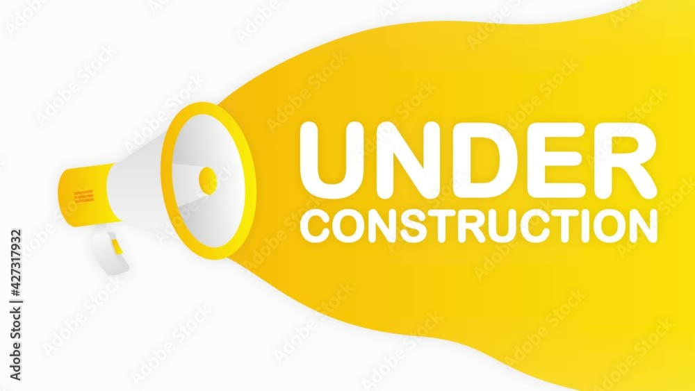Megaphone UNDER CONSTRUCTION countdown template with yellow objects on ...