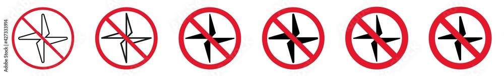 Prohibition Sign Fan Forbidden Icon Set | Propeller Prohibition Signs ...