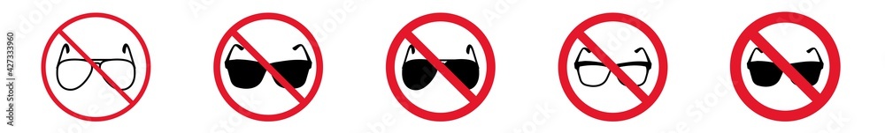 Prohibition Sign Sunglasses Forbidden Icon Set | Dark Glasses ...