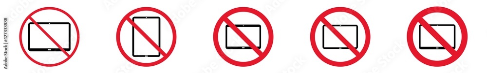 Prohibition Sign Tablet Computer Forbidden Icon Set | Tablets PC ...