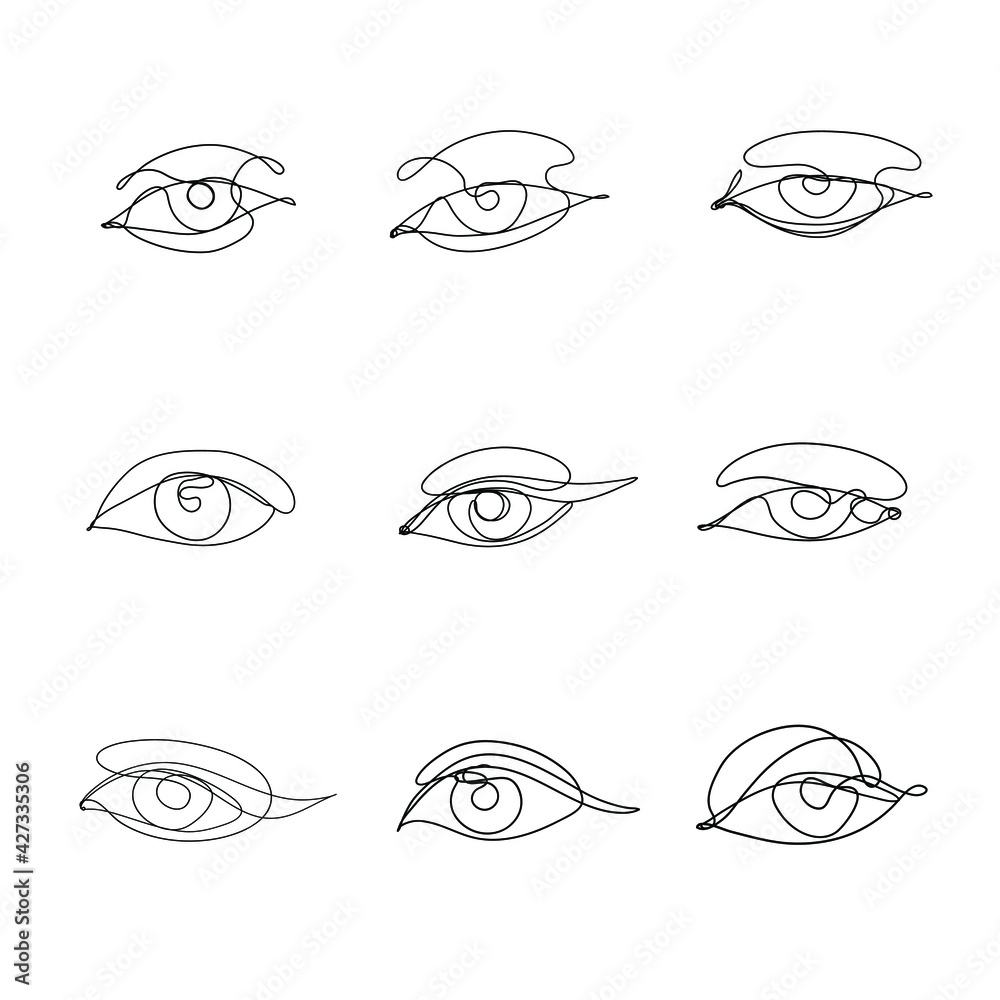 Simple One Line Eye Icon Isolated on White Background. Continuous ...