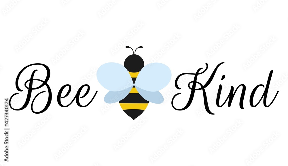 Bee kind motivational design template with bee and script. Modern ...