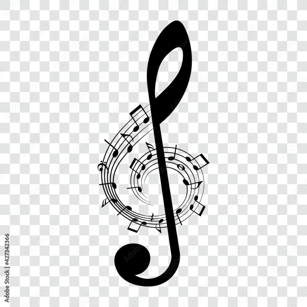 Music notes, treble clef, musical design, vector illustration. Stock ...