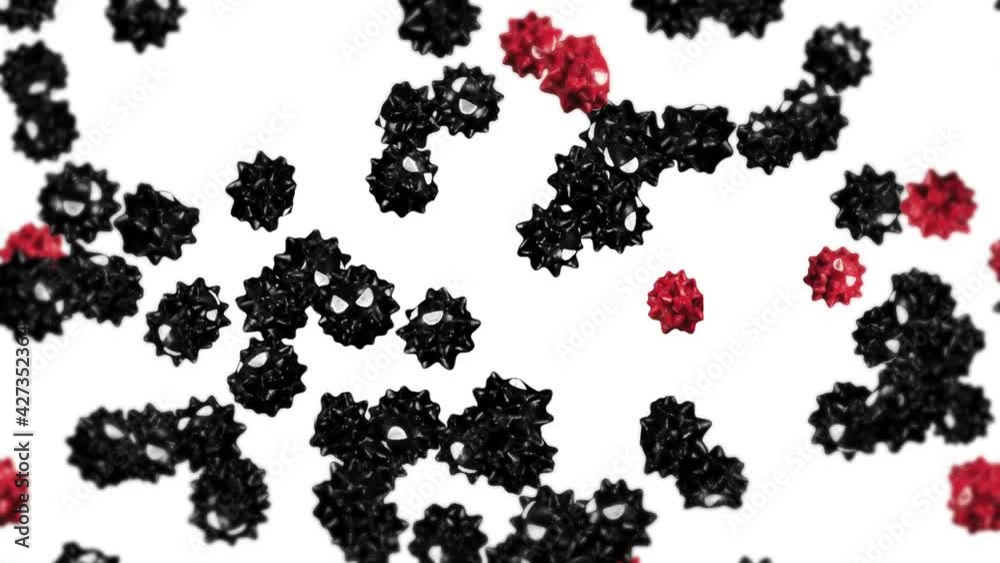 Flying many virus in cartoon character. Red and Black. New strain ...