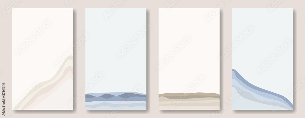 Vector set of landscape backgrounds with place for text. Backdrops for ...