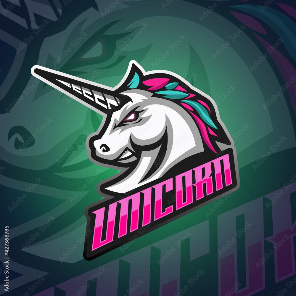 Unicorn Logo Mascot Vector Illustration with angry face for logo gaming ...