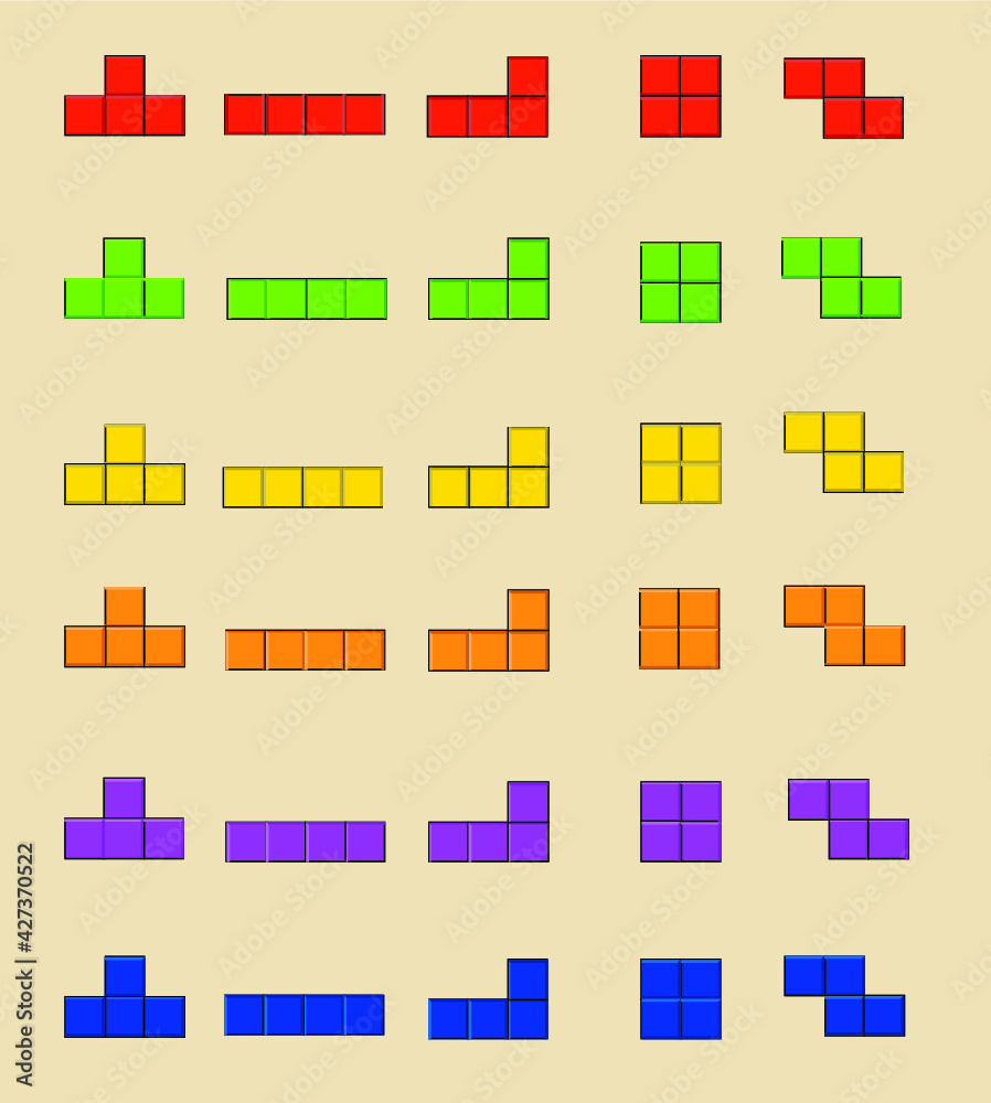 Tetris Vector collection pieces Stock Vector | Adobe Stock