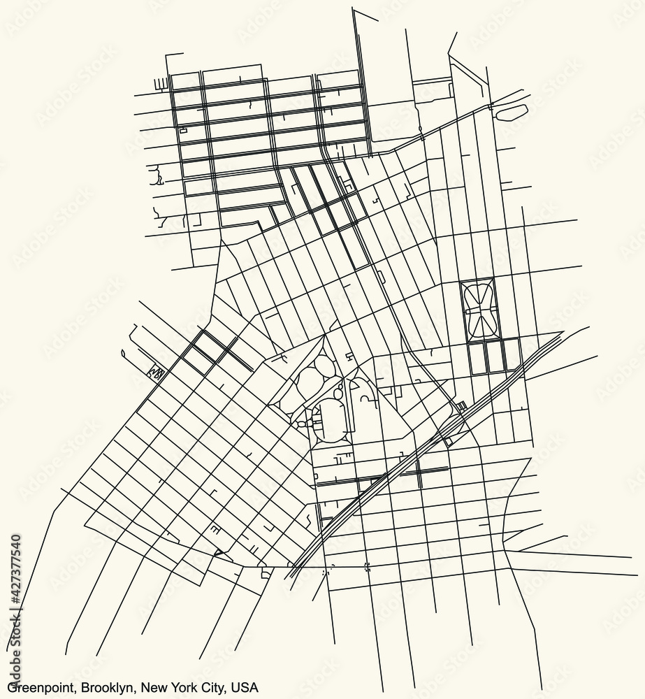 Black simple detailed street roads map on vintage beige background of ...