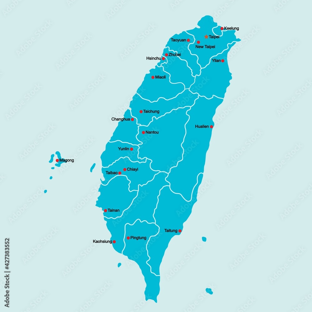 Doodle freehand drawing Taiwan political map with major cities. Vector ...