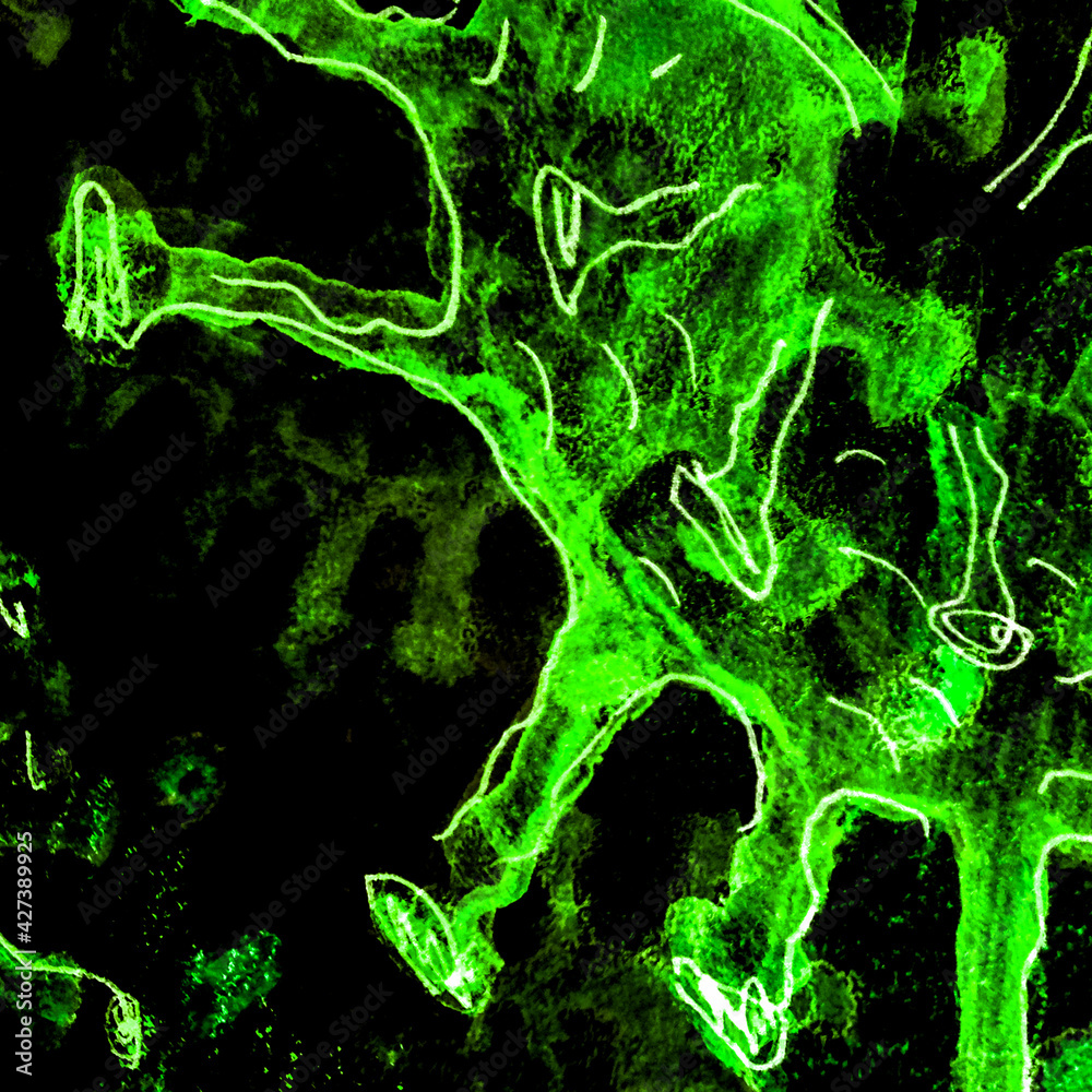 Neon Infection Cell. Green Cancer T Cells. Mint Microscopic Cells ...