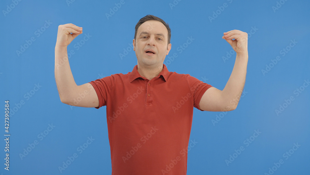 Male mocks the interlocutor showing a hand blah blah blah gesture ...