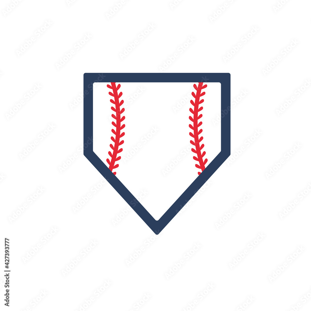 Home plate baseball text box Isolated on white background. Stock Vector ...