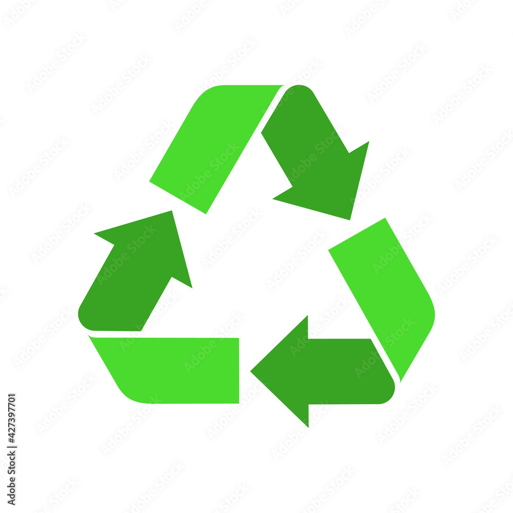Recycle icon sign.Mobius loop.Most used recycle signs vector.Green icon ...