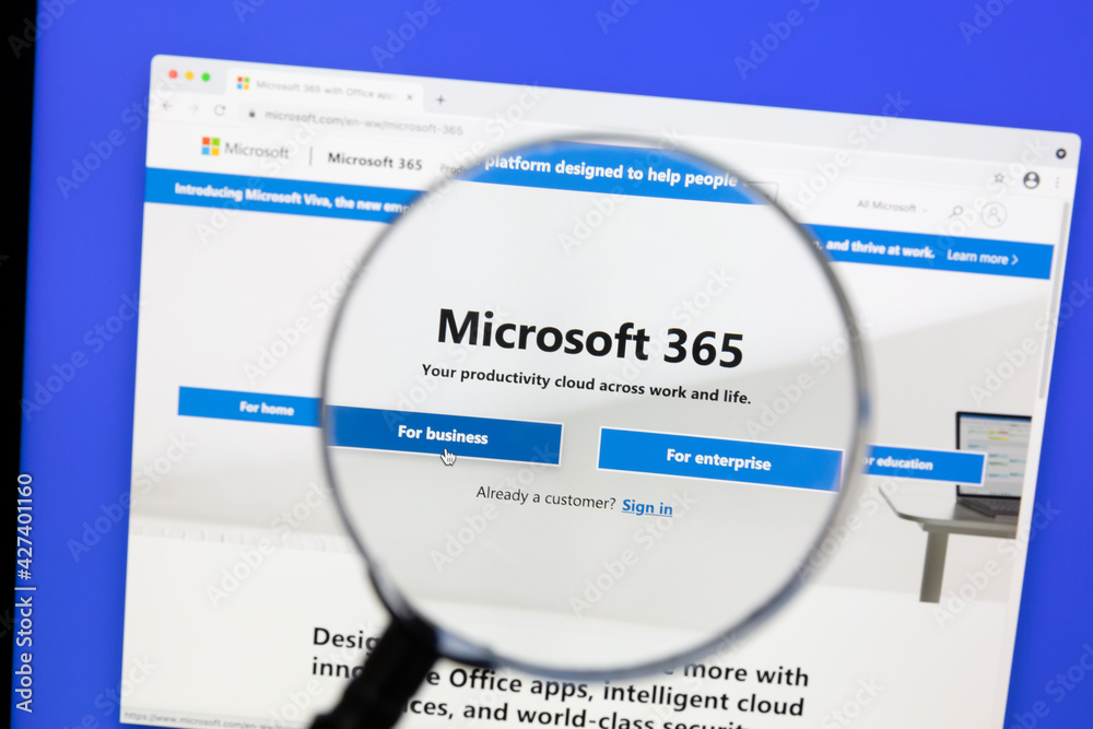 Ostersund, Sweden - April 13, 2021: Microsoft 365 website on a computer ...